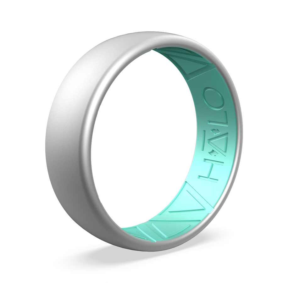 My HALO Ring | Infinity Aqua | Aquamarine & Silver Silicone Ring ...
