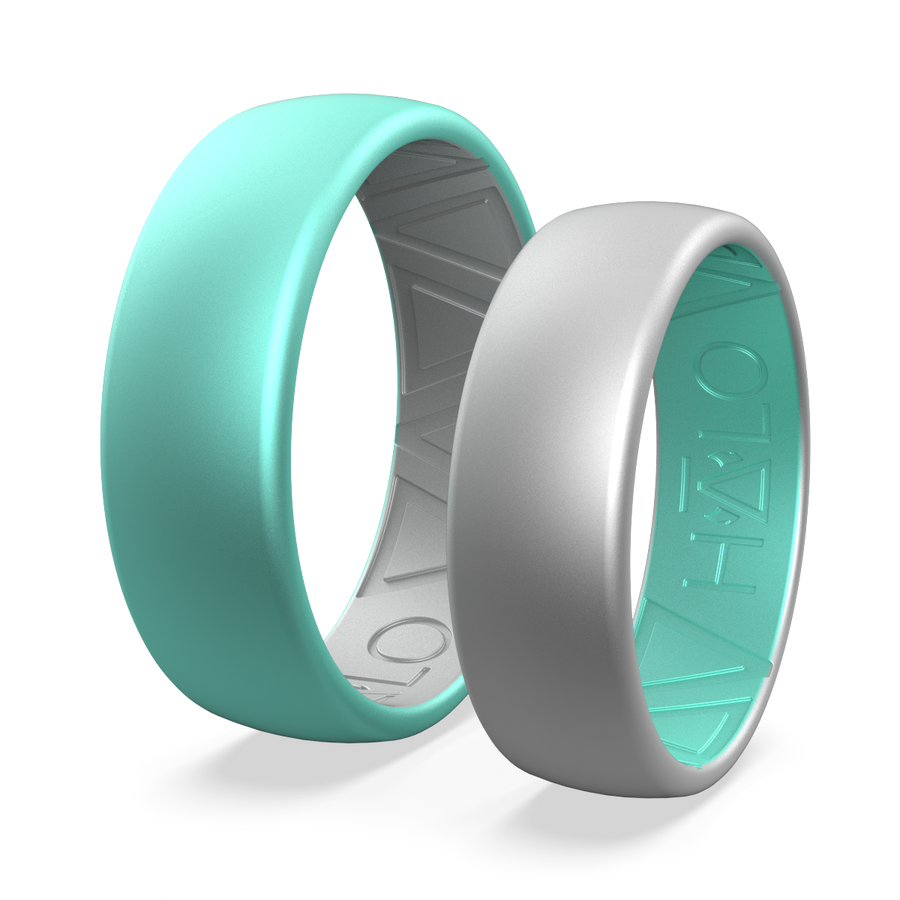 My HALO Ring | Infinity Aqua | Aquamarine & Silver Silicone Ring ...